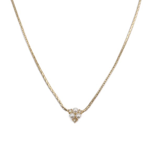 Dior | Jewelry | Christian Dior Necklace Metal Fake Pearl Rhinestone ...